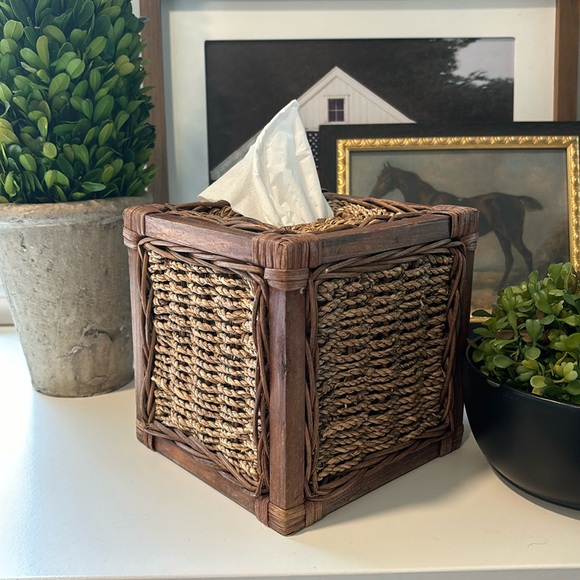 Other | Vintage Seagrass Tissue Box Cover | Poshmark